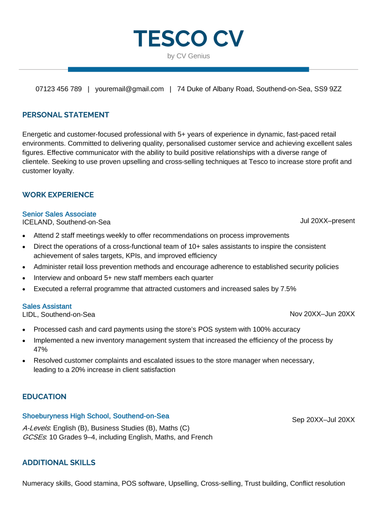 2 Tesco CV Examples & Writing Tips