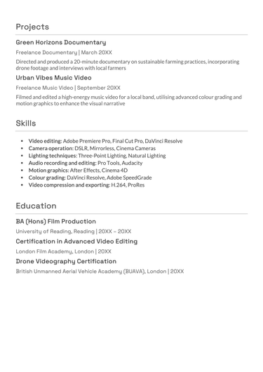 Videographer CV Examples & Tips