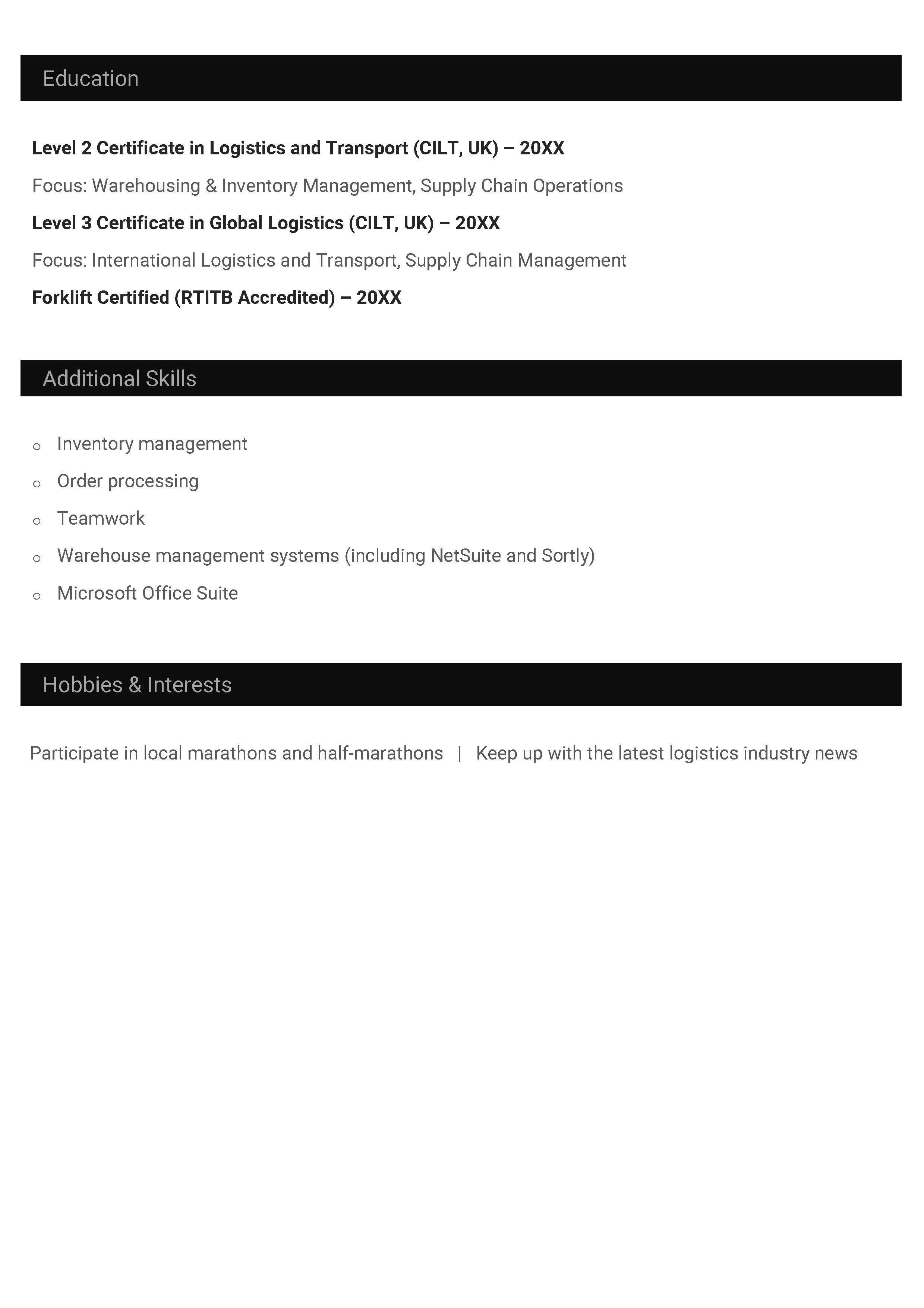 Warehouse Operative CV - Examples & Template [Free Download]