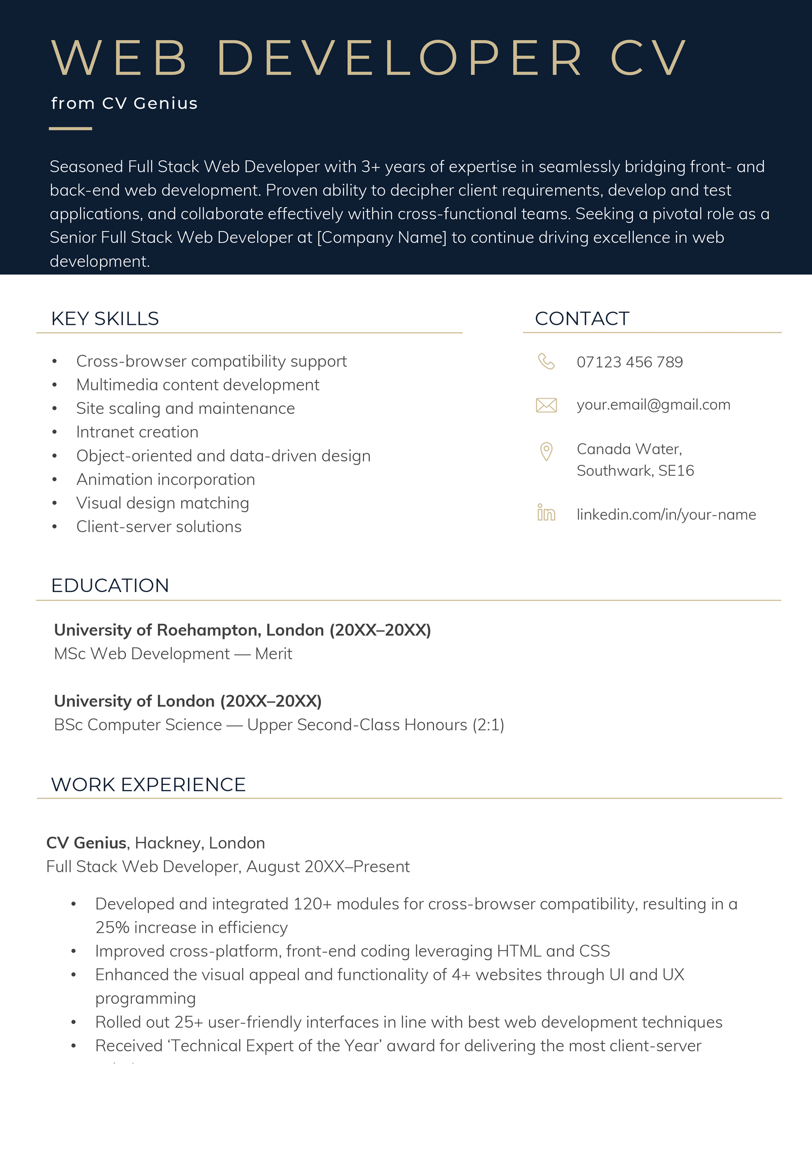 Web Developer CV - Examples & Writing Help for 2024