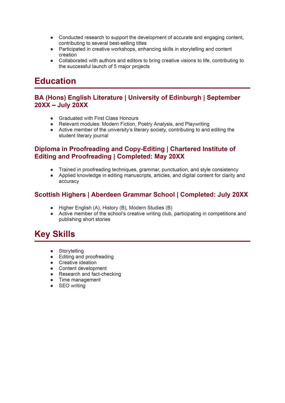 Writer's CV | Example & Tips